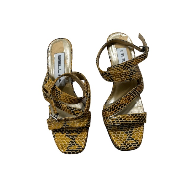 Bellini | Shoes | Bellini Y2k Leather Snakeskin Ankle Strap Heels Sz 55 ...